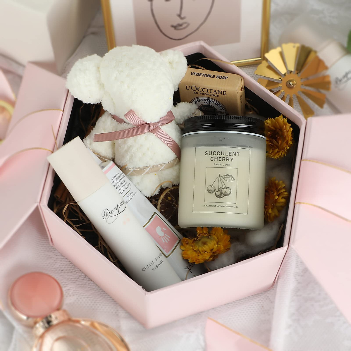 Gingerbread and Black Cherry Scented Candles Set, 2 Pack 7.2 oz Soy Candles for Home Scented, Aromatherapy Candle Set with Strongly Fragrance, Gifts for Women, Mom, Valentines Day Gifts