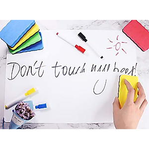 8 Pack Magnetic Dry Eraser - Wellerly Whiteboard Erasers Chalkboard Cleaners Eraser Dry Erase Wipe for Classroom Home Office School Teacher (Blue+Yellow+Red+Green, 4.2inch x 2.2inch x 0.8inch)