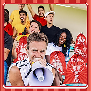 Paterr 12 Pack Team Spirit Drawstring Backpack Bags with We Are #1 Finger Gesture Polyester Red Drawstring Bag Bulk for Gym Sport Spirit Items Cheerleading Party Favors, 16.54 x 13.39 Inch