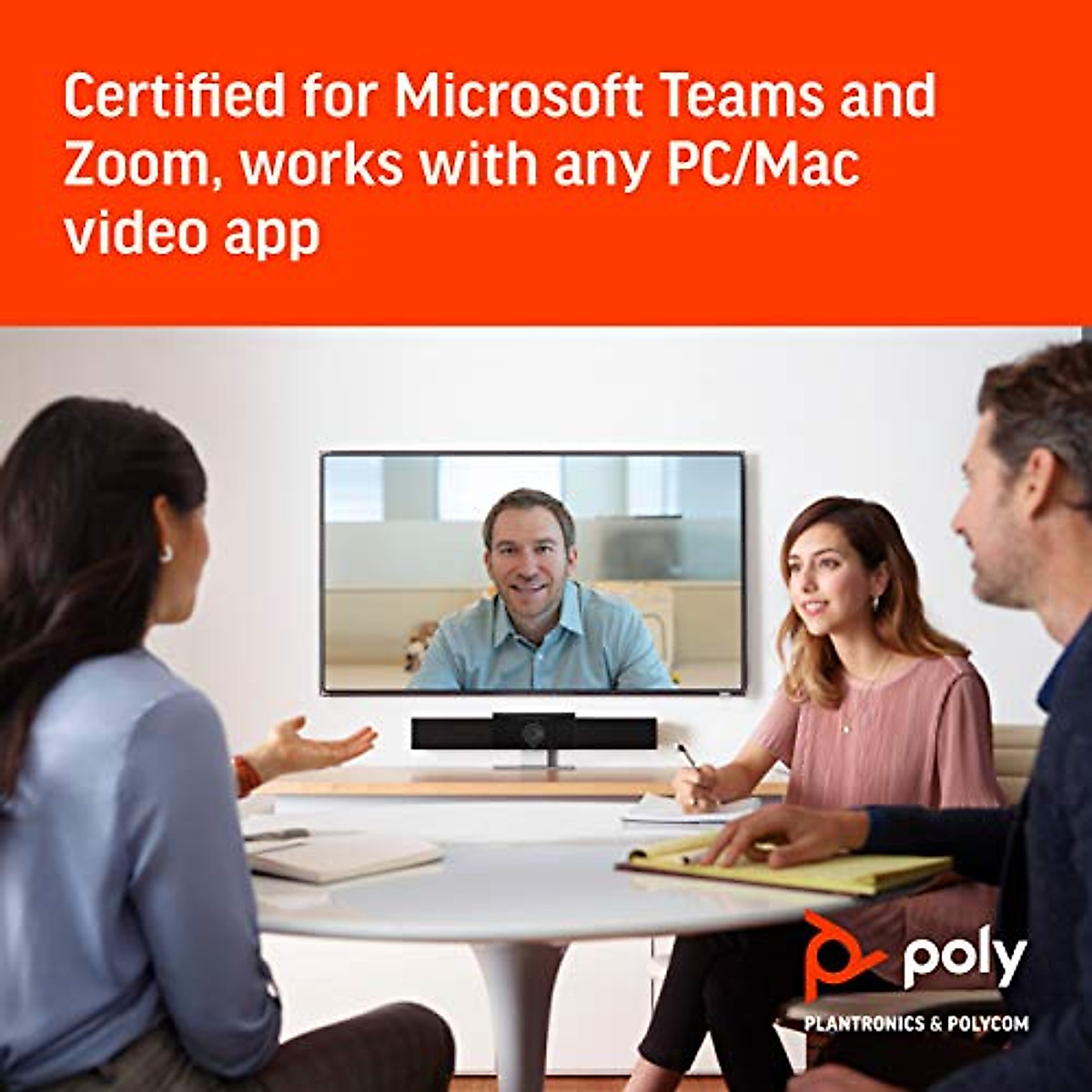 Poly Studio - 4K USB Video Conference System (Polycom) - Camera, Microphone, and Speaker Bar for Small & Medium Conference Rooms - Presenter Tracking, NoiseBlock AI, Autoframing - Teams/Zoom Certified