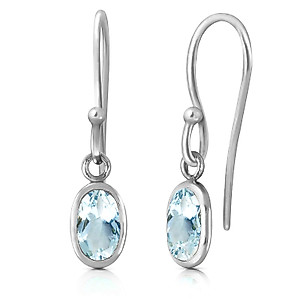 Galaxy Gold GG 14k White Gold Fish Hook Earrings with Natural Aquamarines