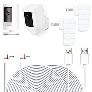 KAROTTO 16Ft Charging Cable with Adapter for Ring Camera,Ring Power Cord for Ring Stick Up Cam Battery,Ring Spotlight Cam Battery -2PACK