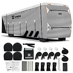 3rd Gen Motorhome RV Cover Class A, Anti-Tear 7 Layer APEX Fabric, Superior Class A Motorhome Cover, Camper RV Trailer Cover Includes Ladder Cover, Tire Covers, and Gutter Covers - Size 20-25 ft