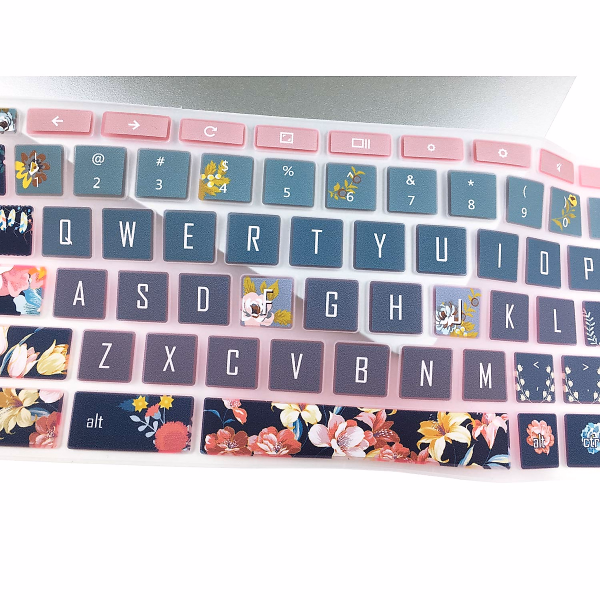 Silicon Keyboard Cover for 11.6" Lenovo Chromebook C330 C340, Flex 11, 100e 300e 500e N20 N21 N22 N23, 14" N42 N42-20, Red Flower