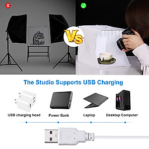 Mini Photo Studio Box, 9 x 9 Inches Shooting Tent Kit, Foldable Photography Booth With 2 x 20 LED Beads + 6 Colors Backdrops