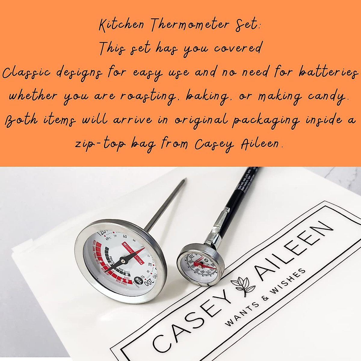 Cooking Thermometers Set, Classic Analog Meat and Instant Read Kitchen and Food Safety