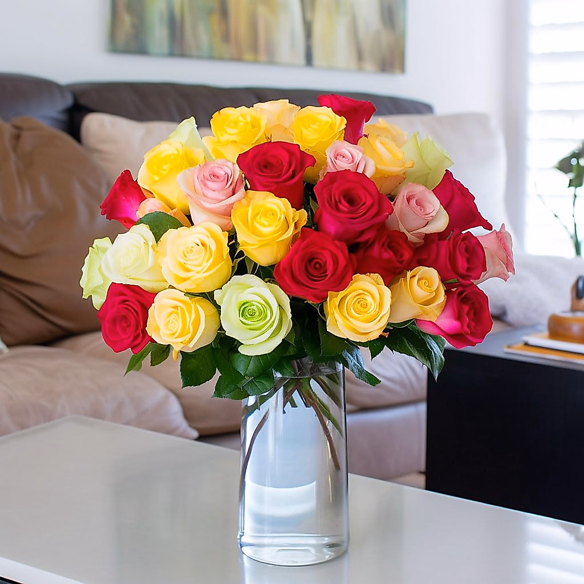 50 Assorted Roses- Two Beautiful Colors- Fresh Cut Flowers (OM)