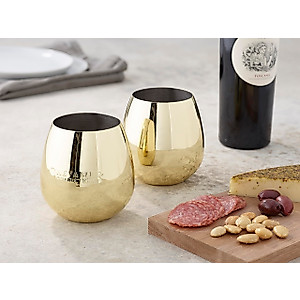 Stainless Steel Aerating Wine Glass by Chevalier Collection (Set of 2) - Patented Vessel With Removable Aerator for Decanting Wine And Spirits - Unique Gift for Wine Lovers