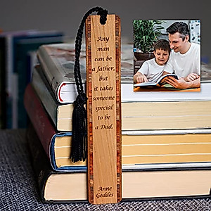 Father Quote by Anne Geddes - Engraved Wooden Bookmark with Tassel - Made in USA - Also Available Personalized