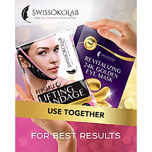 SWISSOKOLAB Reusable Face Slimming Strap Double Chin Reducer V Line Mask Chin Up Patch Chin V Up Contour Tightening Firming Tape Neck Bandage V-Line Lifting Patches V Shaped Belt (Lifting Bandage)