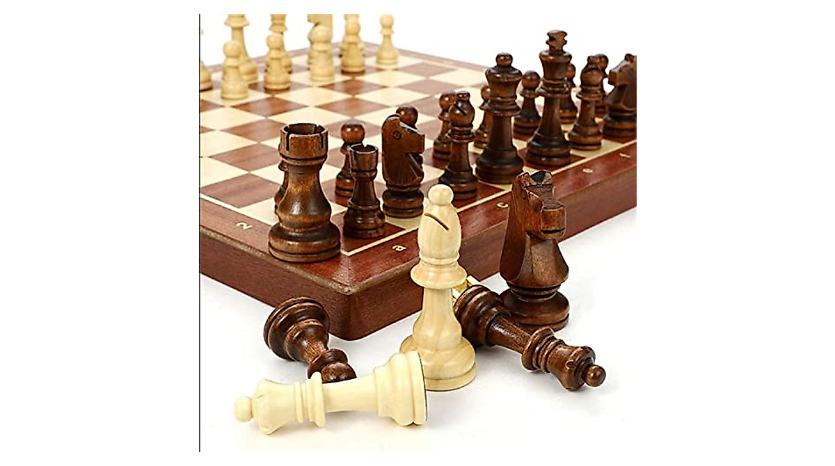 OJOINK Wooden Chess Set - Portable Folding Chess Board for All