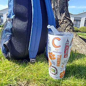 Clemson University 30oz Stainless Steel 3D Icon Travel Mug – High Performance Double-Walled Thermos w/Convertible Lid & Straw – Insulated Decorative NCAA Beverage Tumbler – For Hot or Cold Drinks