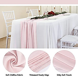 FYY 2PCS 10ft Chiffon Table Runner,29x120 Inches Romantic Wedding Runner,Pink Sheer Chiffon Table Cover Dressing Table Runner for Wedding Birthday Party Bridal Baby Shower Decorations-Pink
