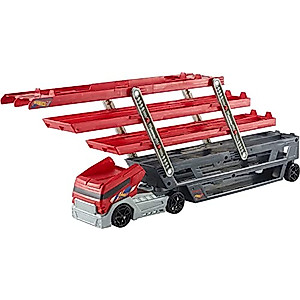 Hot Wheels Playset with Hw MEGA Hauler Toy Truck & 1:64 Scale Car, Stores 50+ Vehicles, Expands to 6 Levels