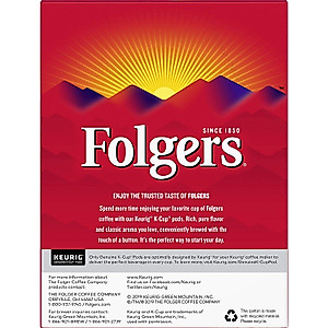 Folgers Classic Roast Coffee, Medium Roast Coffee, K Cup Pods for Keurig Coffee Makers, 72 Count, 18 Count (Pack of 4)