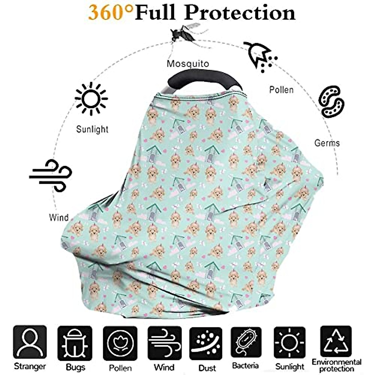 GOSTONG Cactus Flower Stroller Cover Privacy Nursing Cover Baby Carseat Canopy High Chair Cover Nursery Cover Breastfeeding Scarf for Boys and Girls,Light Blanket Stroller Cover