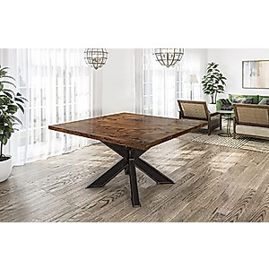JAMES + JAMES Square Industrial Steel X Pedestal Table (46" x 46" Square, Tuscany Finish)