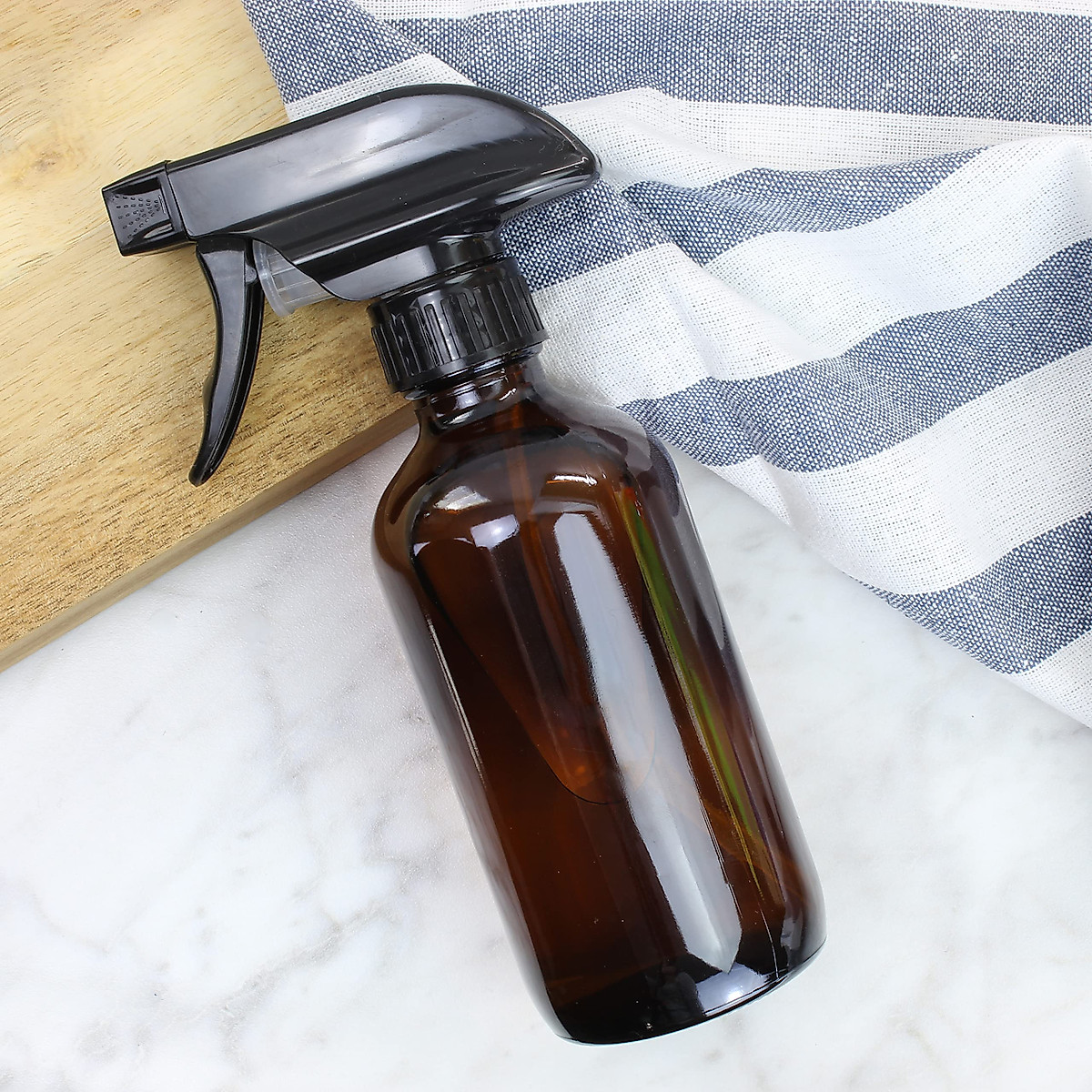 Cornucopia Brands 16oz Amber Glass Spray Bottles (6-Pack), Boston Round Bottles W/Heavy Duty Mist and Stream Sprayers