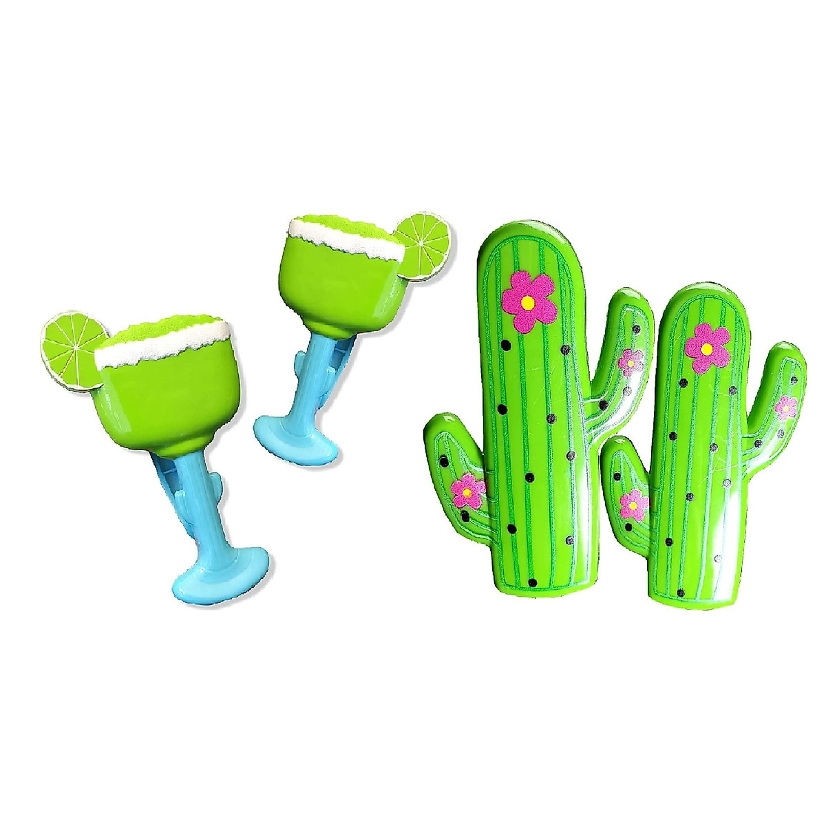 2 Set (4 Ct) Cactus / Lemon Green Cup Beach Towel Clips Jumbo Size for Beach Chair, Cruise Beach Patio, Pool Accessories for Chairs, Household Clip, Baby Stroller