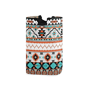 Aztec Ethnic Large Laundry Hamper, Boho Chevron Laundry Baskets with Handle, Oxford Storage Basket, Portable Folding Clothes Hamper for Nursery, College Dorm, Bedroon, Bathroom