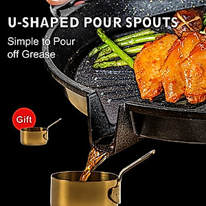 Alocs Grill Pan, 13" Griddle Pan for Stove Top, Nonstick Stove Top Grill Cast Aluminum Frying Pan, Lighter than Cast Iron Skillet Pancake Griddle, Grill, Stovetop, Induction Safe, Round