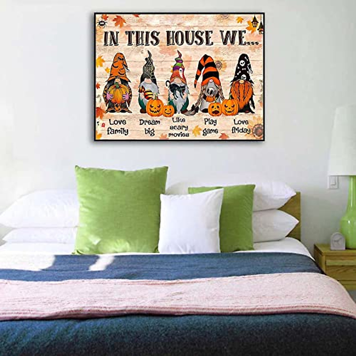 Halloween Pumpkin Diamond Painting Kits-Fall DIY Gnome Family Diamond Art Kits For Adults Kids Beginner, 5D Full Drill Diamond Dots Paintings With Diamonds Gem Art For Home Wall Decor 12x16inch