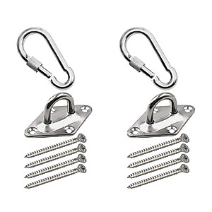 Branded Boards Heavy Duty Black or Silver 1000lb Load Hammock Hanging Kits with Locking Carabiner Snap Hooks, for Trees, Ceilings, Walls, Porches, Posts (Diamond-Plate-Hammock-Kit-Silver)