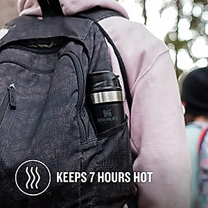 Stanley Trigger Action Travel Mug 0.47L Matt Black – Keeps Hot for 7 Hours - BPA-free Stainless Steel Thermos Travel Mug for Hot Drinks - Leakproof Reusable Coffee Cups