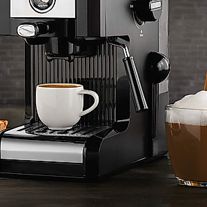 Mr. Coffee Easy Maker | Authentic Pump Espresso Machine, 6 Piece, Chrome/Black