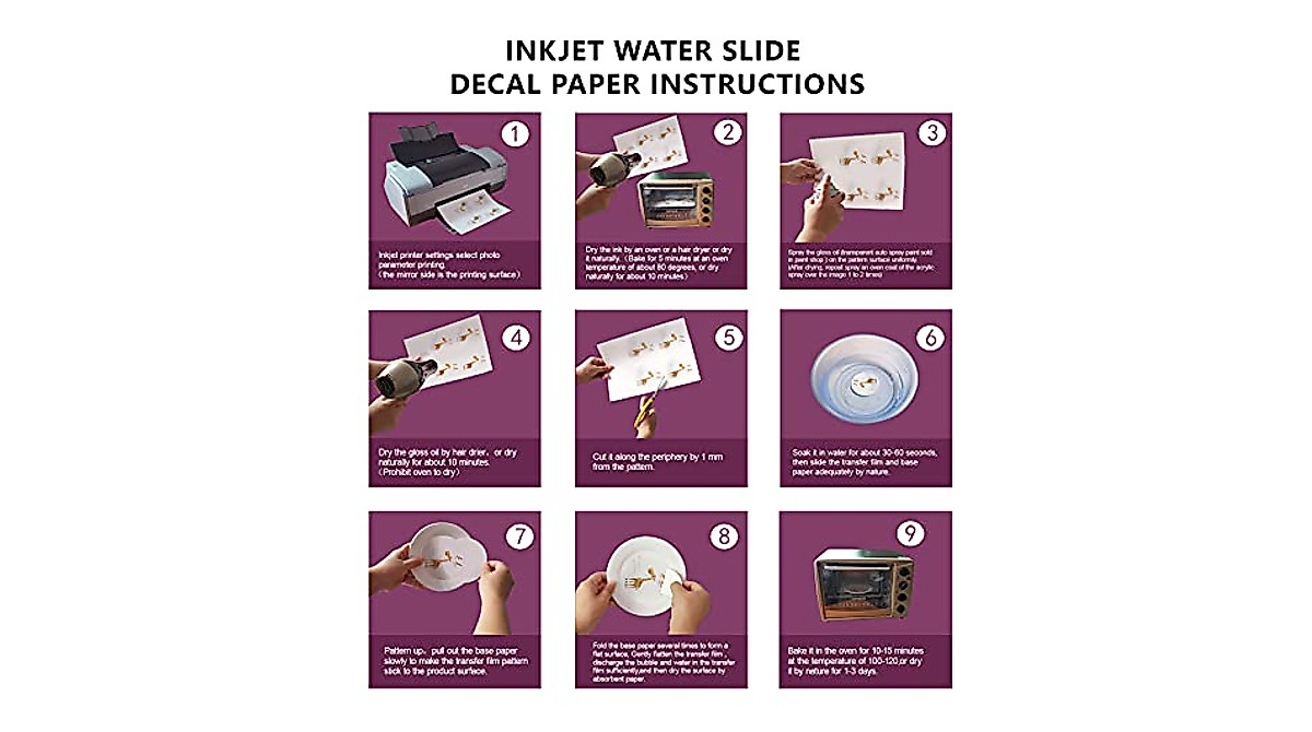 20 Sheets Clear Waterslide Decal Paper for Inkjet Printers | DIY ...