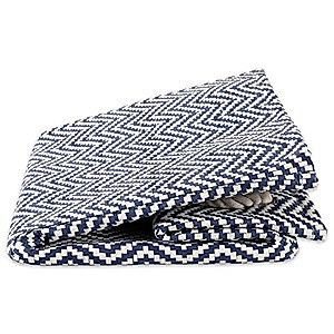 DII Chevron Woven Paper Storage Organizer Bin Laundry Hamper, Organize Clothing, Toys, Pet Supplies, Accessories, Kids & Baby Nursery Basket, Small Rectangle, Nautical Blue