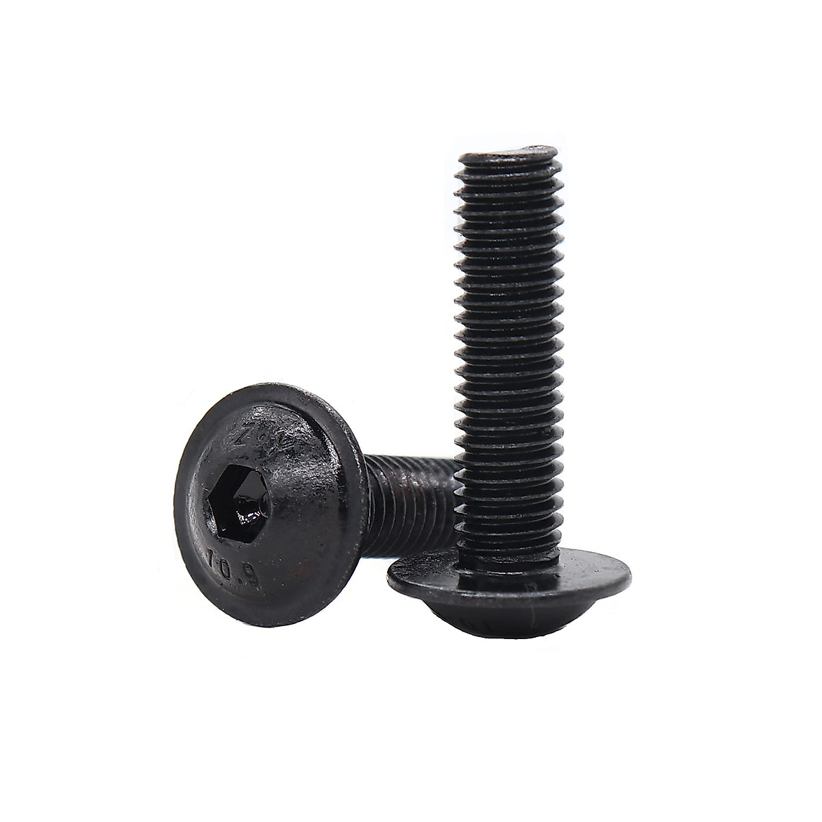 10pcs M8-1.25 x 35mm Flanged Button Head Socket Cap Screw Bolts, Allen Socket Drive, Black Oxide Finish, Carbon Steel 10.9 Grade,DIN7380