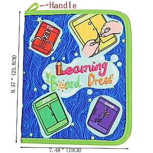 Kghios Montessori Toys Materials for Toddlers BusyBoard,Busy Board Learn to Dress Board Early Learning Basic Life Skills - Zip, Snap, Button, Buckle, Lace & Tie Educational Tools Preschool Learning