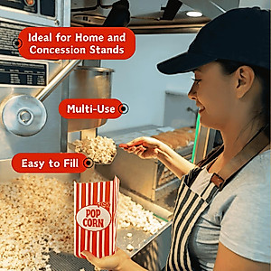 EBEGEE Popcorn Bags, Greaseproof Popcorn Bags Individual Servings, 100 Pcs Convenient Portions Movie Night Supplies, Versatile Popcorn Containers, Ideal for Parties and Events