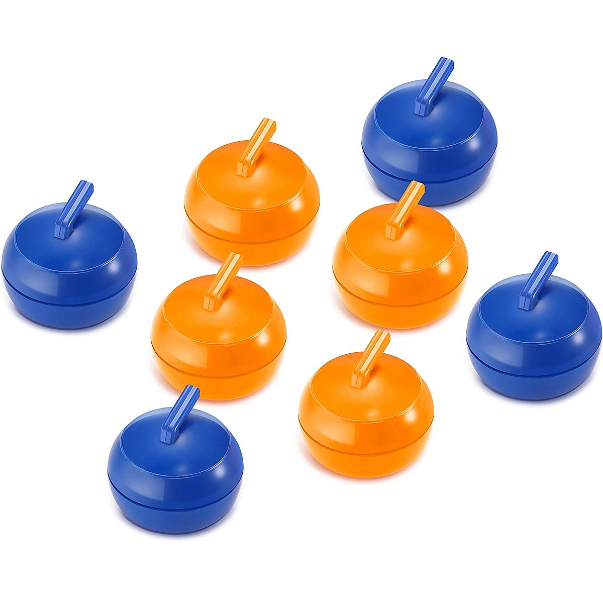 8 Pieces Tabletop Curling Game Pucks Replacement Shuffleboard Rollers Sliding Bead Games for Kids and Adults (Blue, Orange)