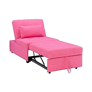 Powell Furniture Linon Boone Upholstered Convertible Sofa Bed in Hot Pink