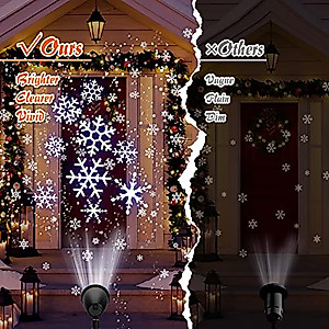 Christmas Projector Lights Outdoor & Indoor, 【2 Packs】 Snowflake Projector Lights, IP65 Waterproof LED White Snowfall Christmas Lights, Perfect for Xmas Party Wedding Garden Patio Decoration