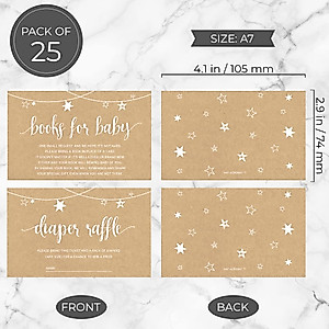 Set of 25 Rustic Baby Shower Invitations Gender Neutral Design - 25 Baby Shower Invites for Boy & Girl, Diaper Raffle Tickets, Book Request Cards with Envelopes - Baby Shower Invitations Vintage