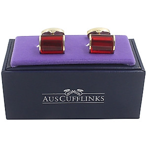 AUSCUFFLINKS 40th Anniversary Ruby Wedding Gift Husband | Cufflinks Gold Edge Red Cuff Links