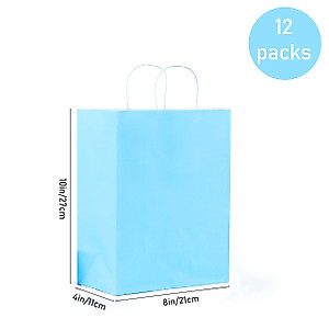 OfficeCastle 12 Pcs Hot Pink Paper Bags with Handles, 8.5x4.5x10.5 Inch, Pink Gift Bags, Merchandise Bags, Retail Bags, and Wedding Welcome Bags