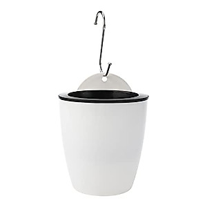 Mono-gatari 7 Pack Self Watering Hanging Planters White Plastic Wall Hanging Planter Pot with 7 Hooks 5 Inch Lazy Flower Pot Succulent Plants for Indoor Outdoor Garden Fence, Porch, Wall(5Inch)