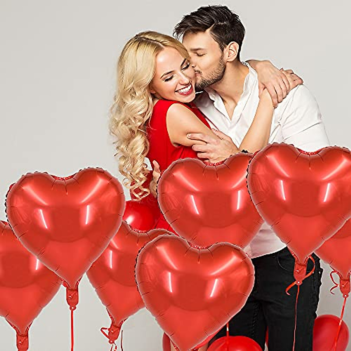 BEISHIDA 30 pcs18inch Red Heart Shape Foil Mylar Balloons for birthday party decorations, Wedding decorations, engagement party, celebration, holiday, show, party activities.