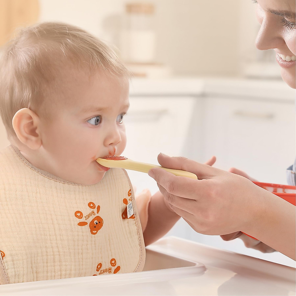 Mom Beebi 6 Pack Muslin Bibs, 100% Cotton Muslin Baby Bibs for Boys & Girls, Unisex Soft & Absorbent Multi-Layer Baby Bibs for Drooling and Teething