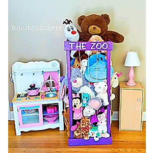 2', 32", 3', 4' Personalized Stuffed Animal Zoo, Wood Animal Holder, Storage, Stuffed Animal Organizer, Kids Gifts, Ball Storage, Birthday Gift, Stuffed Animal Storage, Zoo Keeper