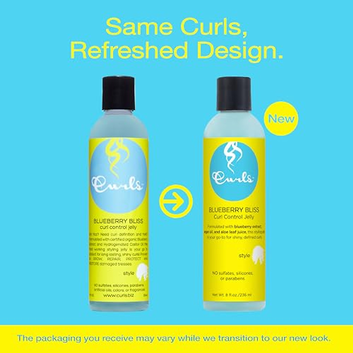 Curls Blueberry Bliss Control Jelly - 8 oz, Define & Defrizz, Wash and Go's, Twist Outs & Braid Outs, for Wavy, Curly, and Coily Hair Types