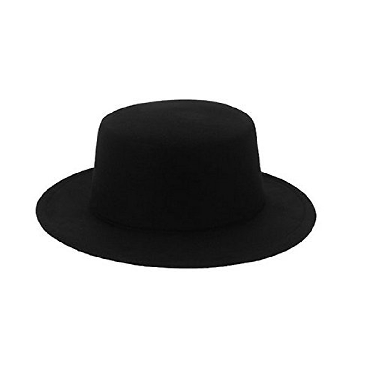 ASTRQLE Fashion Classic Black Wool Blend Fedora Hat Brim Flat Church Derby Cap