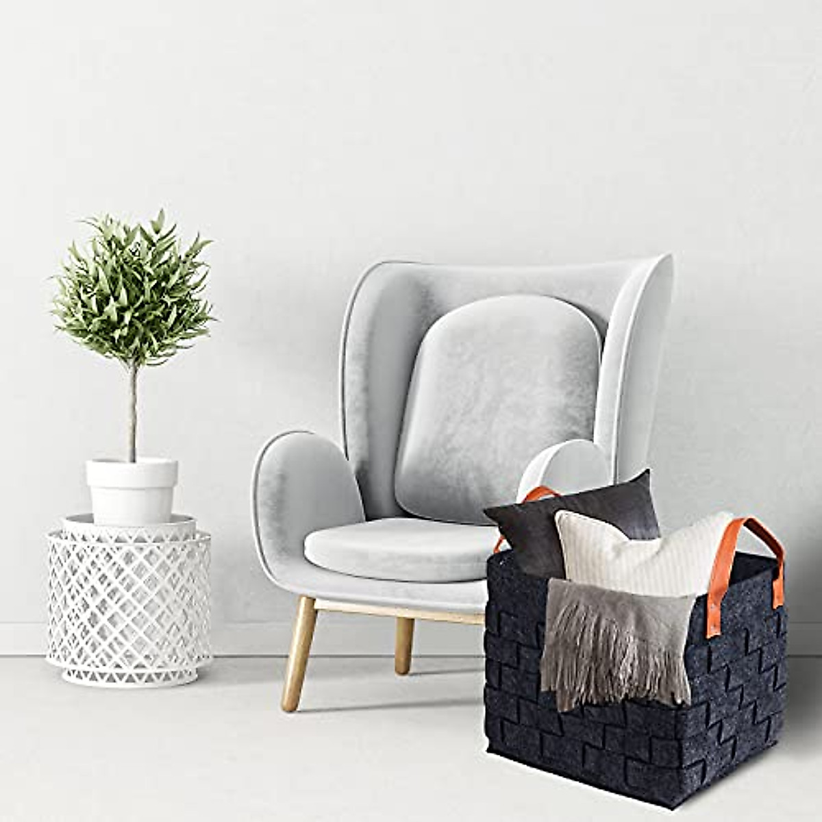 2 Pack Blanket Basket, BOLDMONKEY 15"x13"x11" XXXLarge Felt Laundry Baskets Nursery Storage Living Room Rectangular for Toy, Clothes, Kids, Bedroom(Dark Gray)