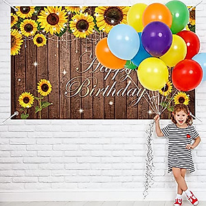 Sunflower Birthday Party Decorations Sunflower Birthday Party Backdrop Rustic Wood Sunflower Floor Cake Table Banner Background for Indoor Outdoor Birthday Party Baby Shower Decorations Supplies