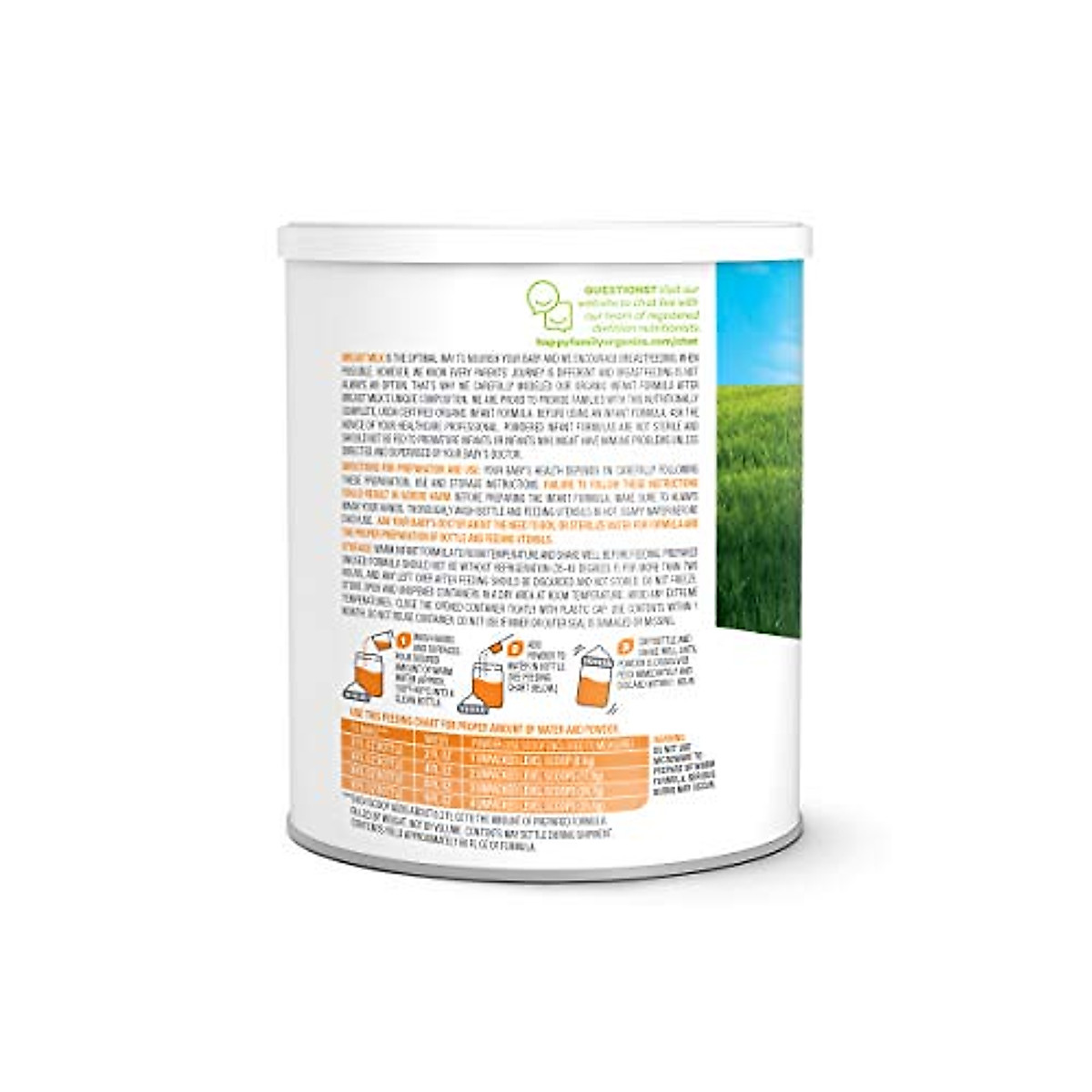 Happy Baby Organics Infant Formula, Milk Based Powder with Iron, Stage 1, 12 Ounce (Pack of 6) - Packaging May Vary