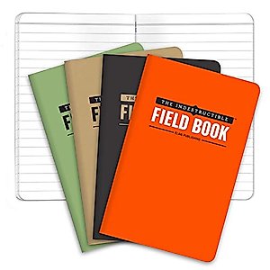 Elan Publishing Company The Indestructible, Waterproof, Tearproof, Weatherproof Field Notebook - 3.5"x5.5" - Combo Colors - Lined Memo Book - Pack of 4